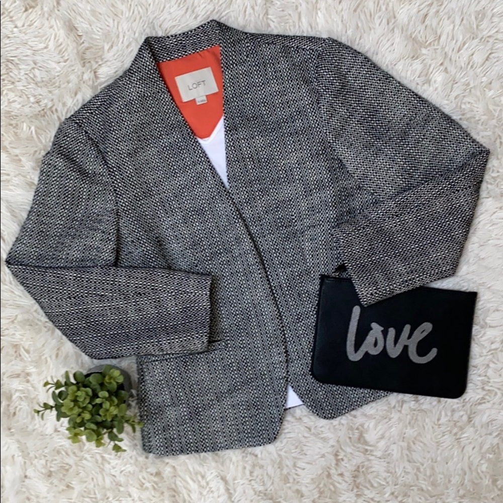 Loft Tweed Check Blazer Black & White - Gem